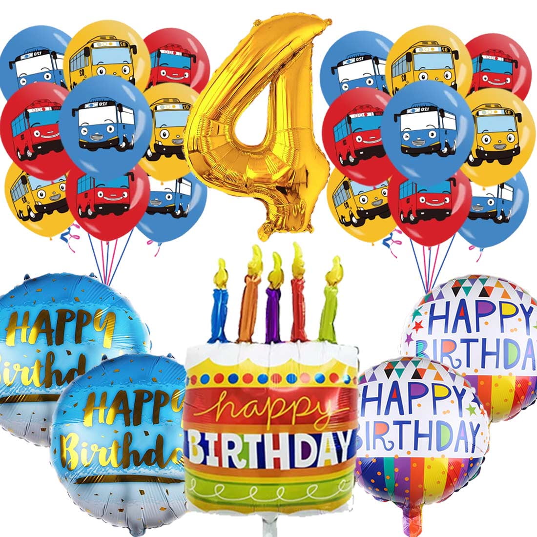 Tayo the Little Bus Balloons Party Supplies 4th Big Number Decorations ...
