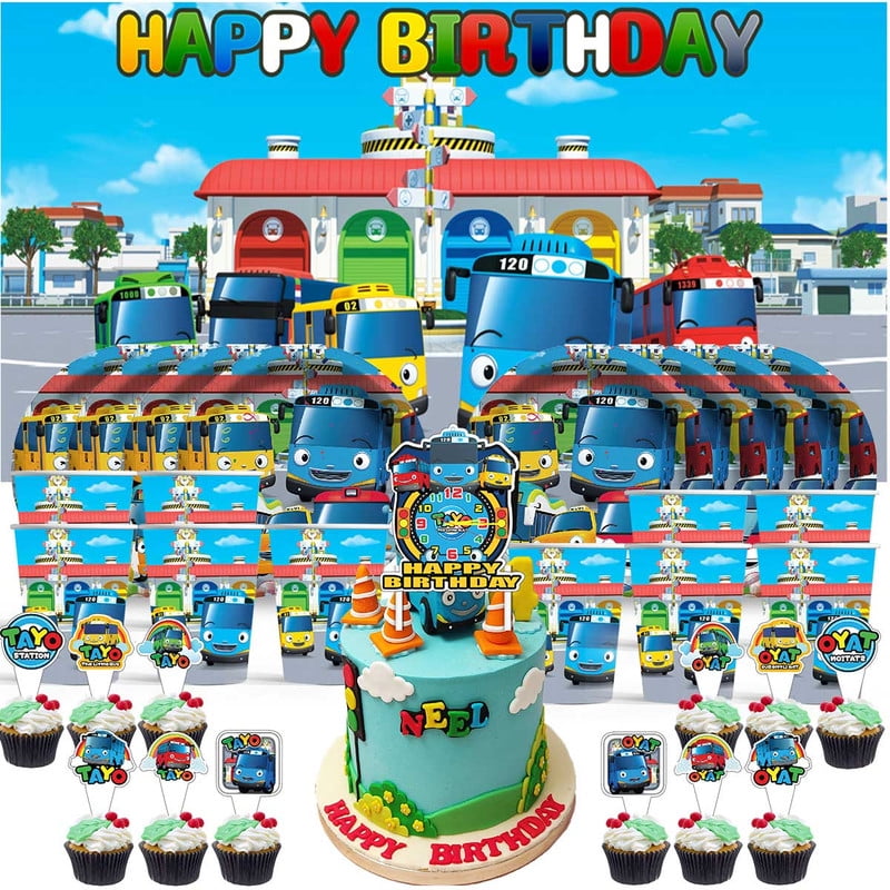 Tayo the Little Bus Birthday Cups Party Supplies Decor Backdrop Paper ...