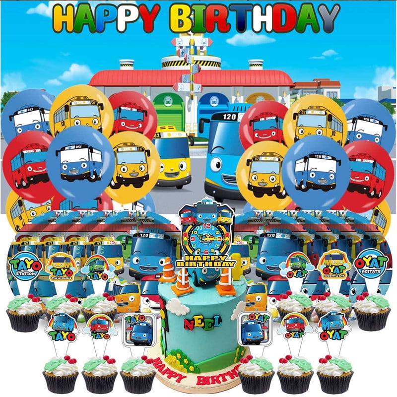 Tayo the Little Bus Birthday Party Supplies Balloons Paper Plates ...