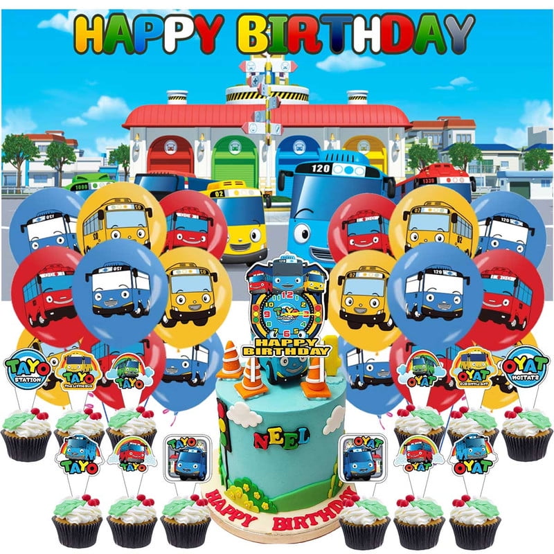 Tayo the Little Bus Party Decorations Set Kit Latex Balloons Birthday ...