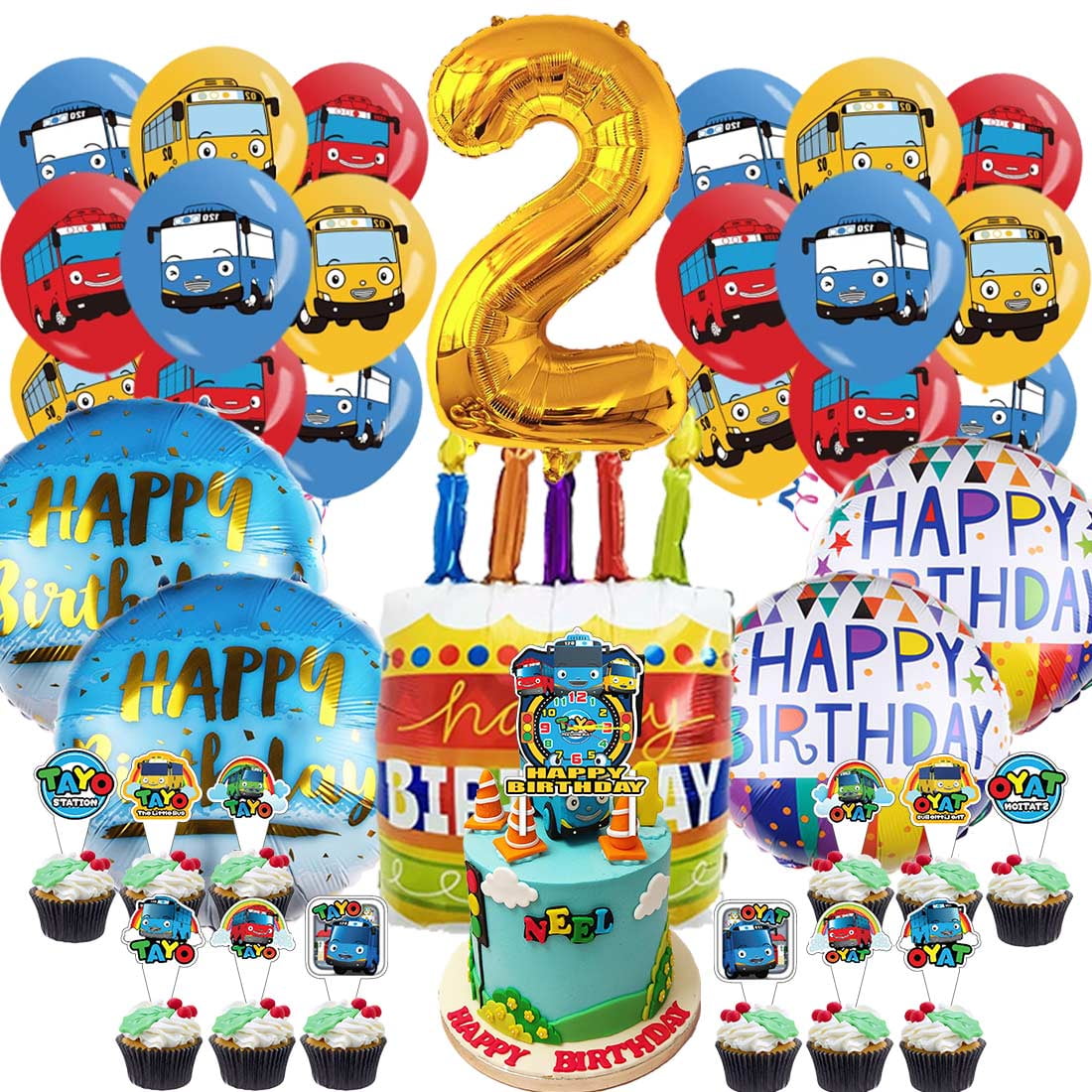 Tayo the Little Bus Party Supplies 2nd Decor Kit Balloons Birthday Cake ...