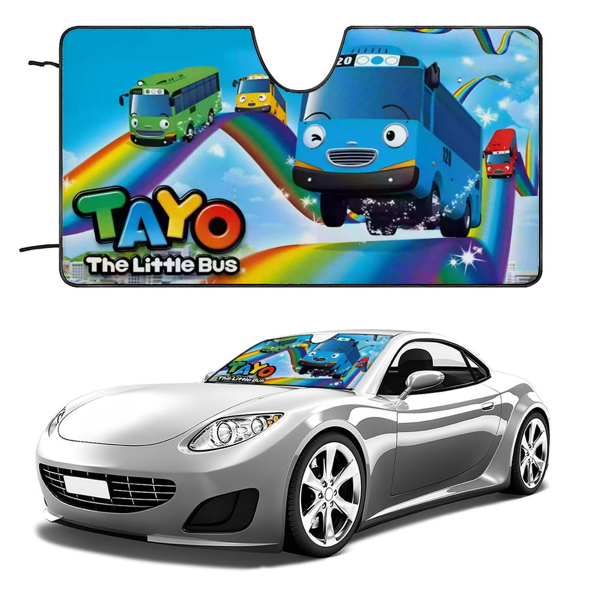 Tayo the Little Bus-theme Windshield Sun Shade Front Protector Folding ...
