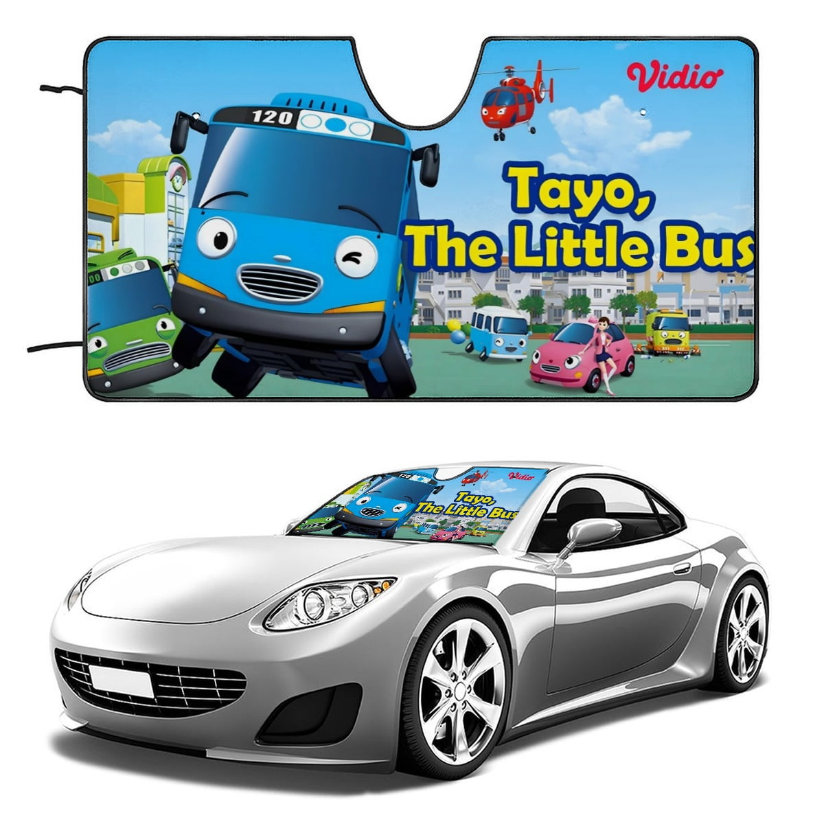 Tayo the Little Bus-theme Windshield Sun Shade Front Protector Folding ...