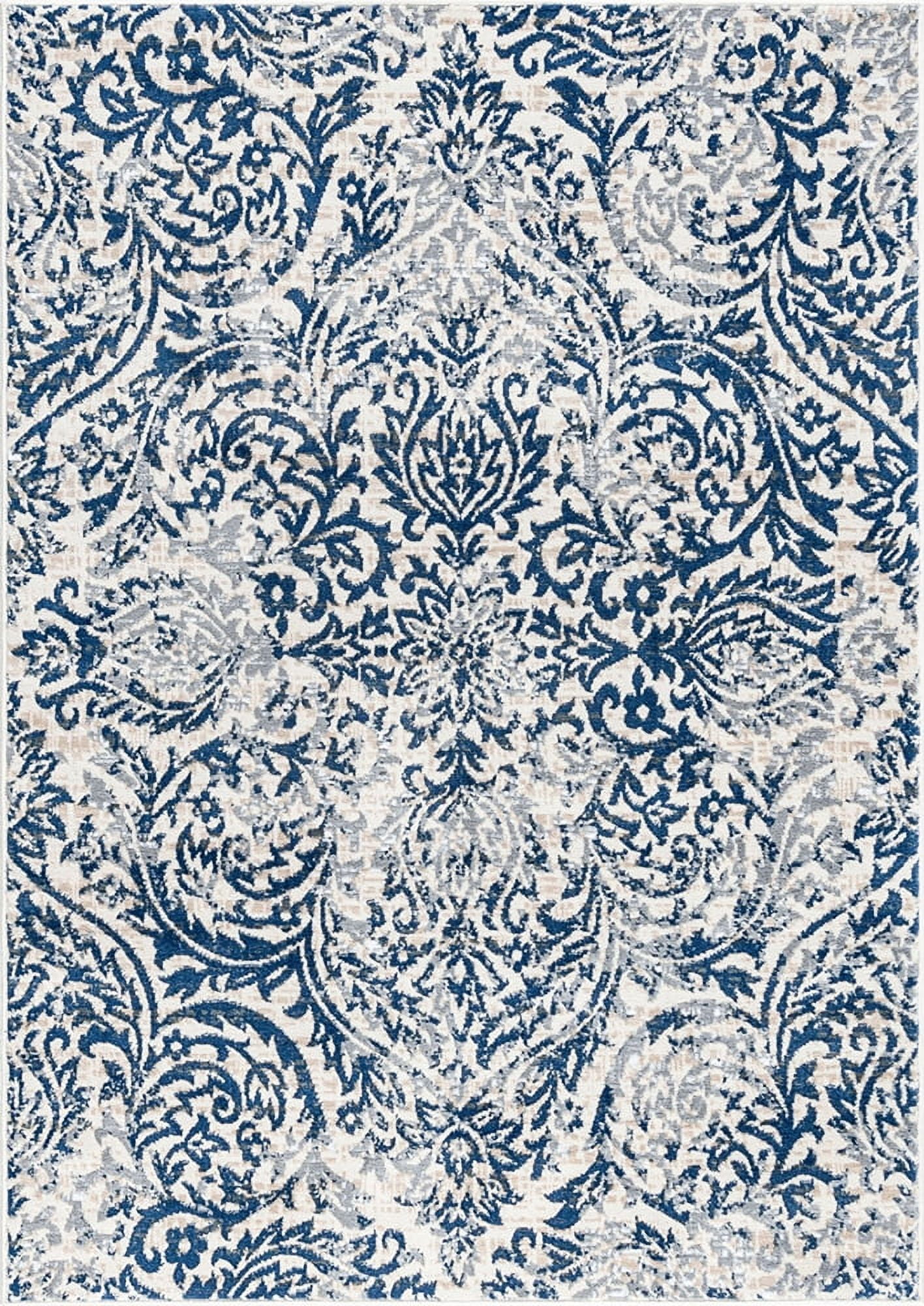 Tayse Madison Area Rug MDN4517 Traditional Cream Mirrored Quadrant 5' x ...