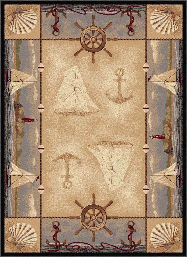 Tayse Nature Area Rug 6582 Novelty Beige Boats Sailing 2' x 3 ...