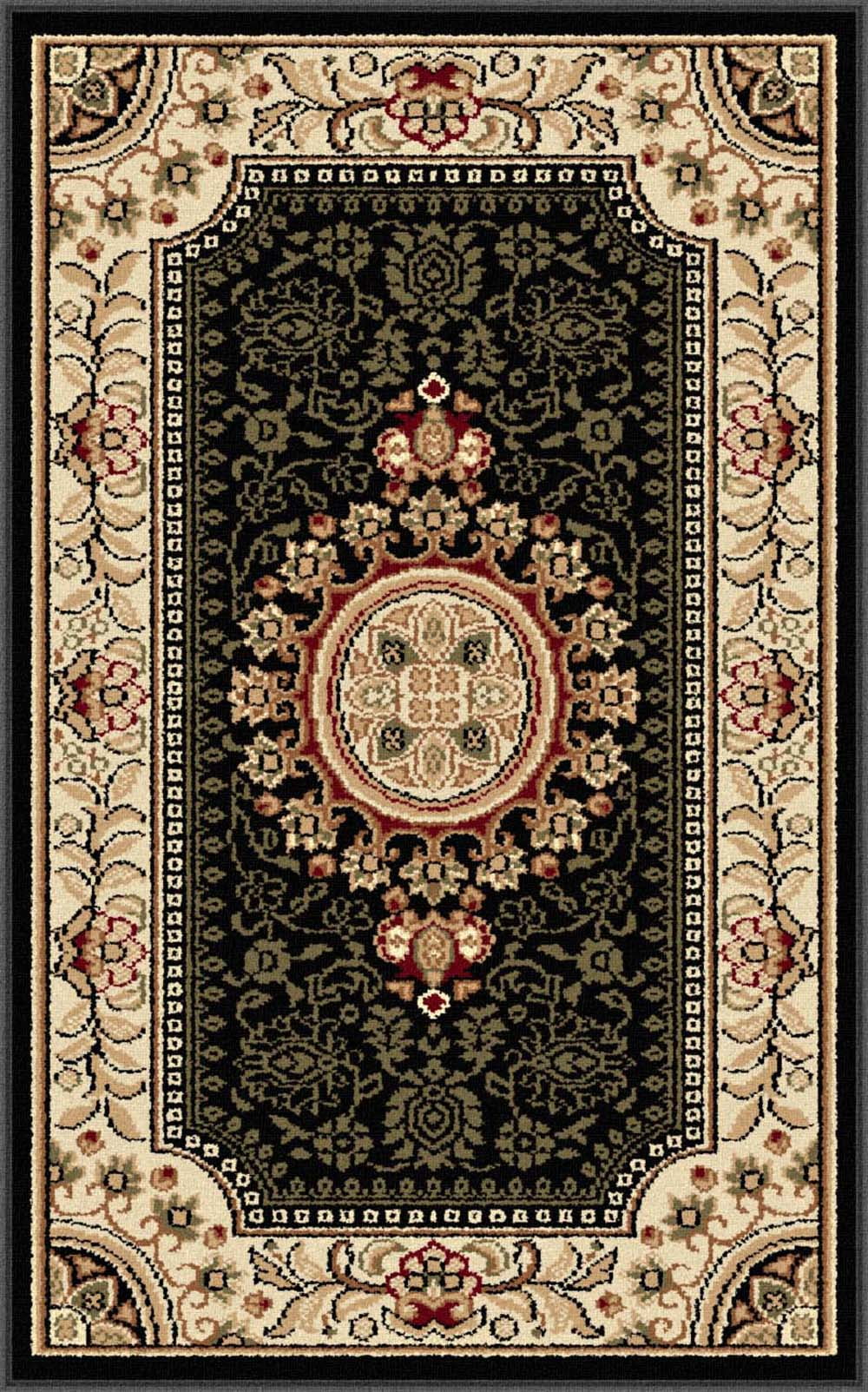Tayse Sensation Area Rug 4673 BLACK Traditional Black Medallion Border ...