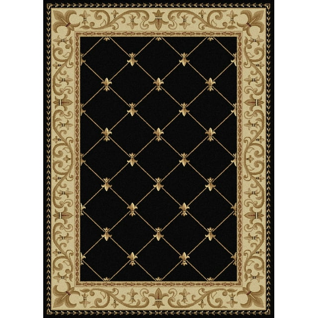Tayse Sensation Area Rug 4883 Traditional Black Swirls Lines 5' 3" x 5 ...