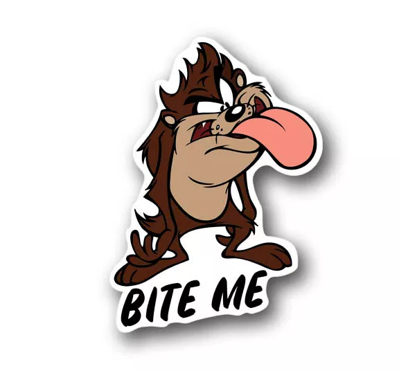 Taz Bite Me Tasmanian Devil Cartoon Sticker Phone Decal Water Bottle ...