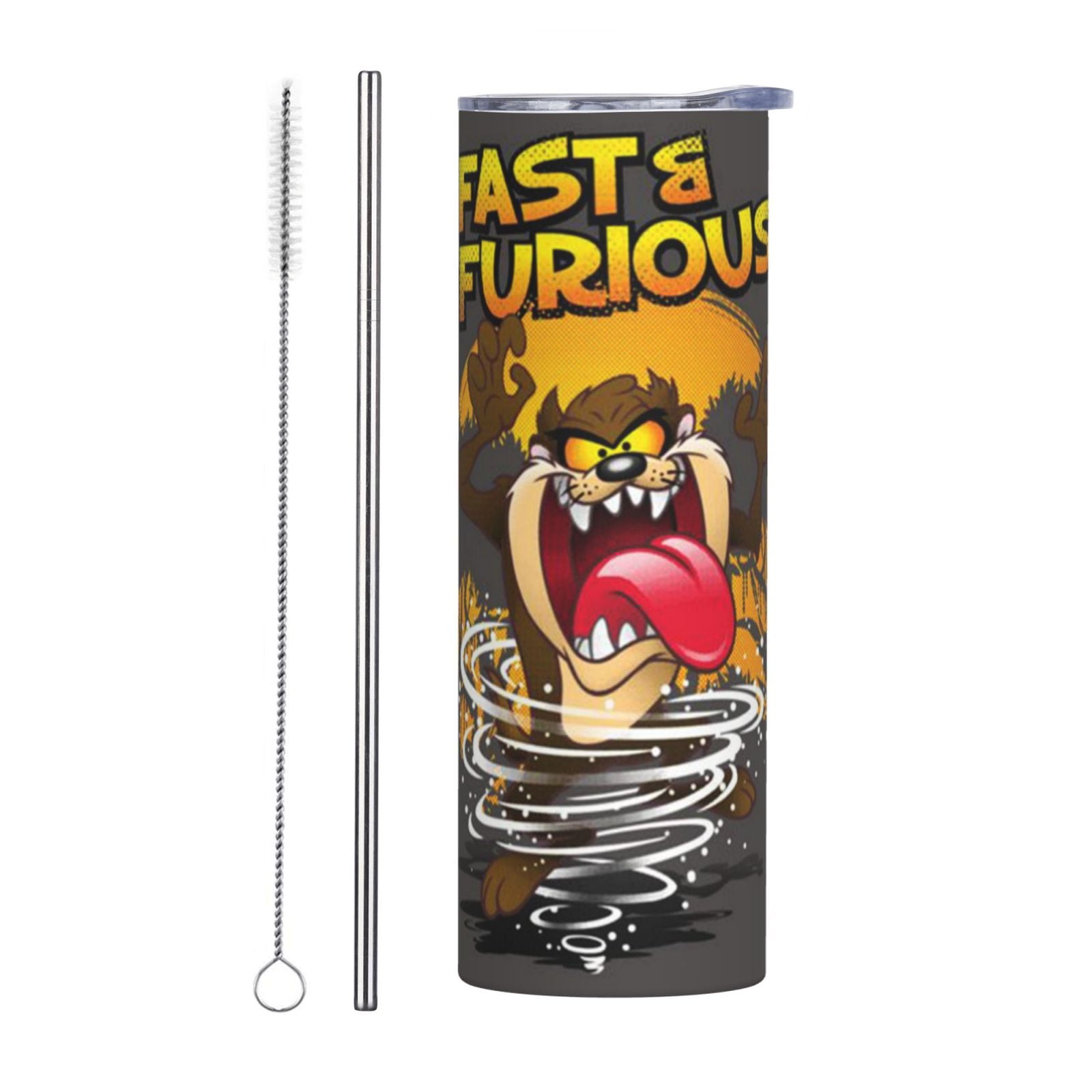 Taz-Mania 20oz Straw Cup Stainless Steel Mug Water Bottle Insulated ...