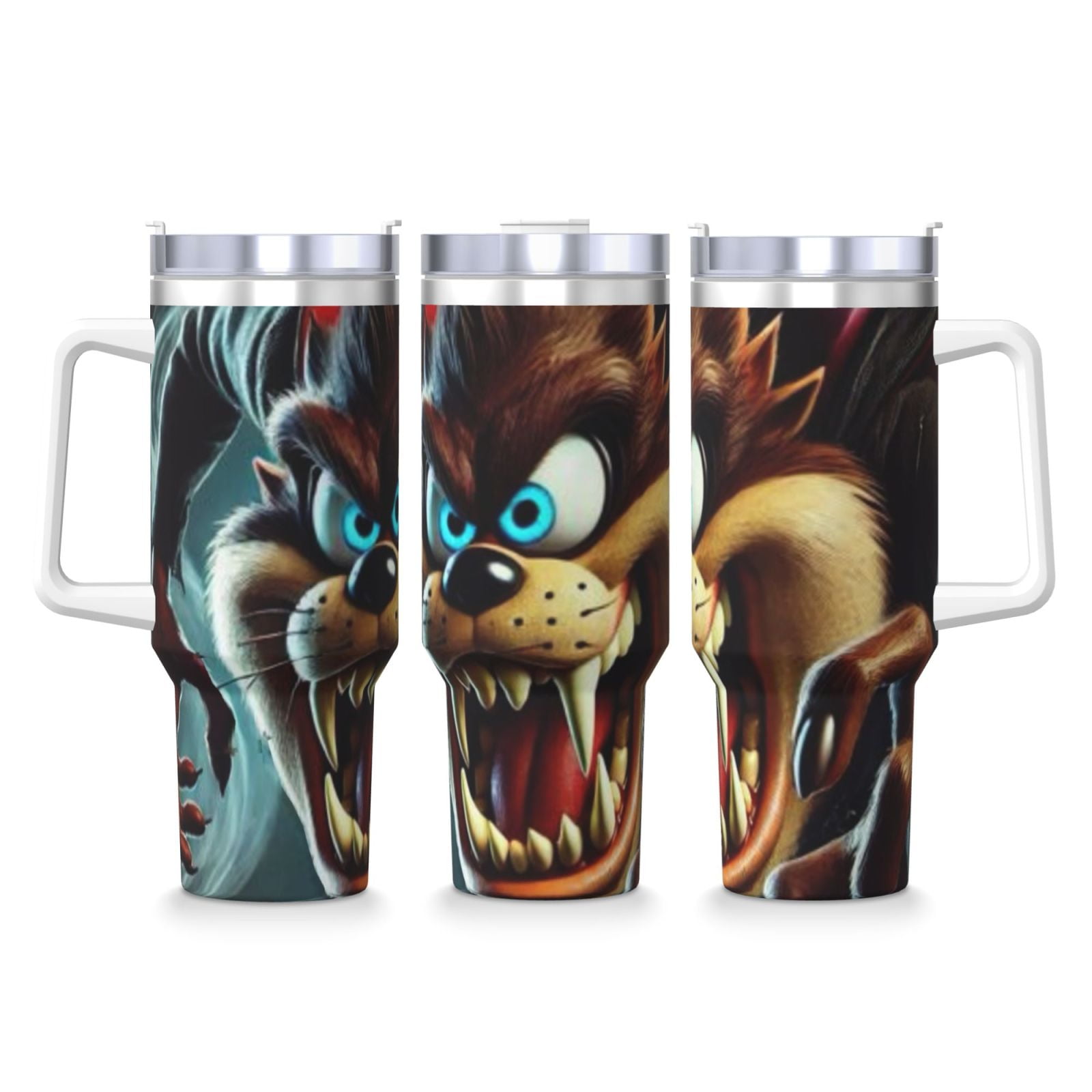 Taz Mania 40 OZ Ice Bully Cup with Handle Straw Lid, Double Wall ...