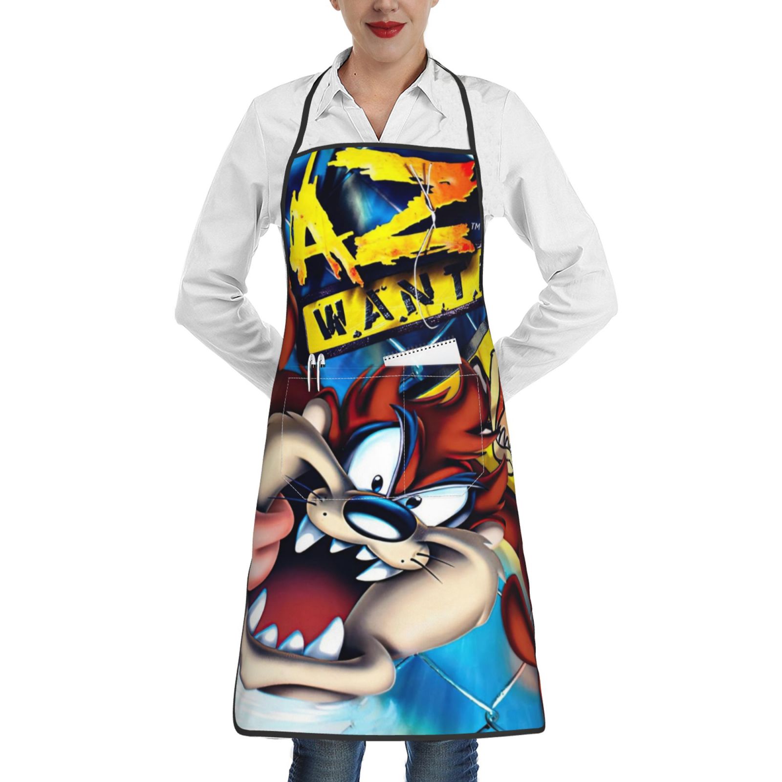 Taz Mania Apron 2 Pockets Adjustable Aprons for Cooking Cleaning ...