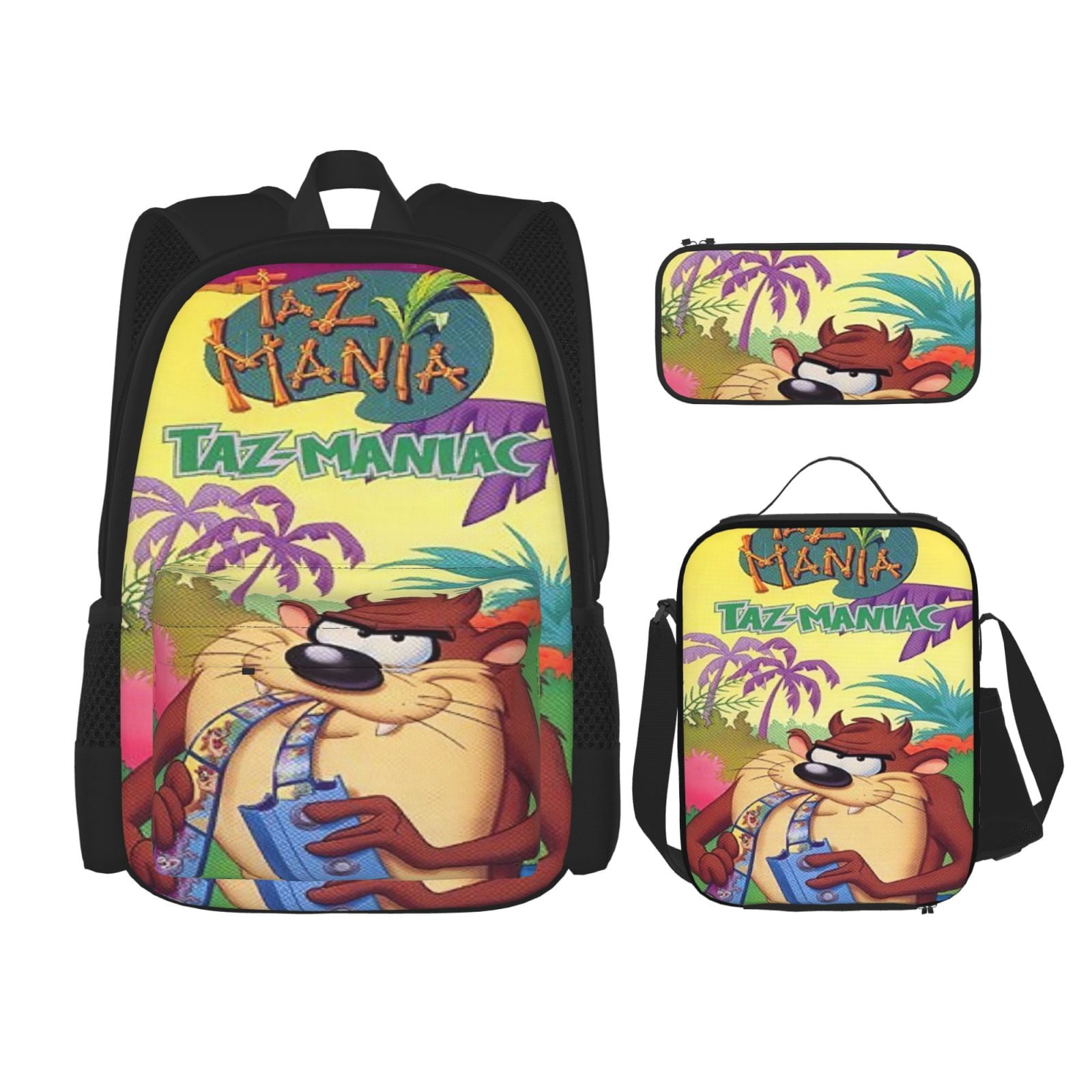 Taz-Mania Backpack Set Versatile 3-in-1 with Crossbody Lunch Bag and Case for Adults, Ideal for ...