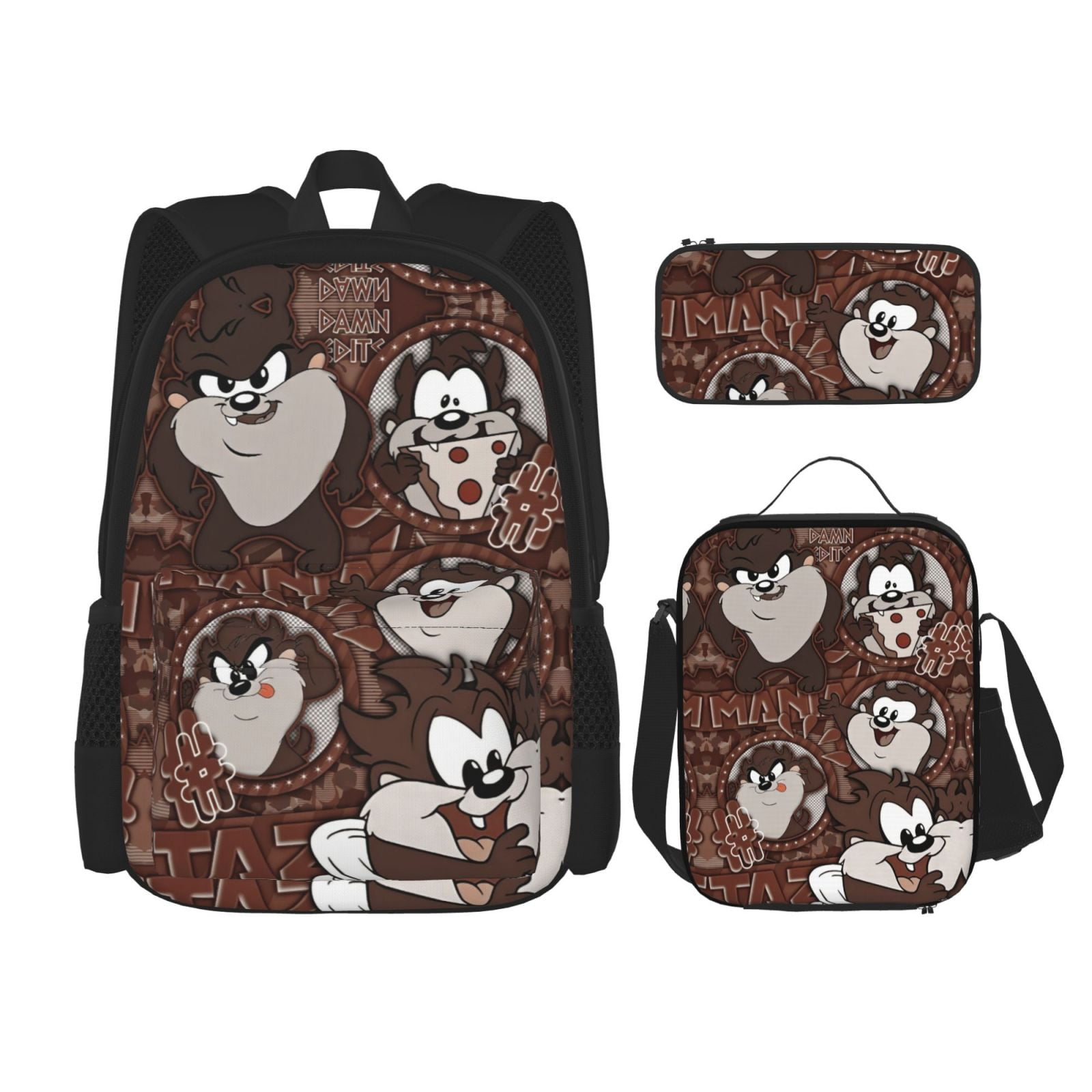 Taz-Mania Backpack Set Versatile 3-in-1 with Crossbody Lunch Bag and ...
