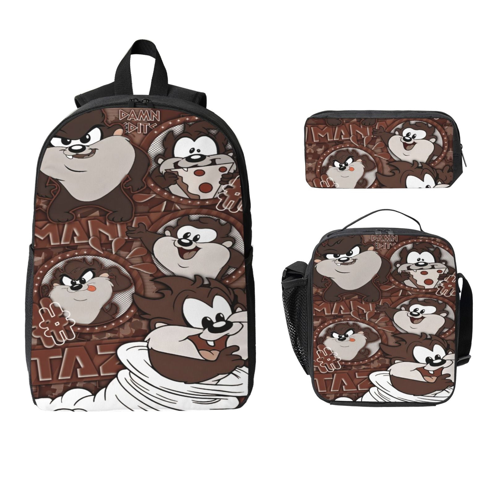 Taz-Mania Backpack Set with Insulated Lunch Bag and Case for Adults ...