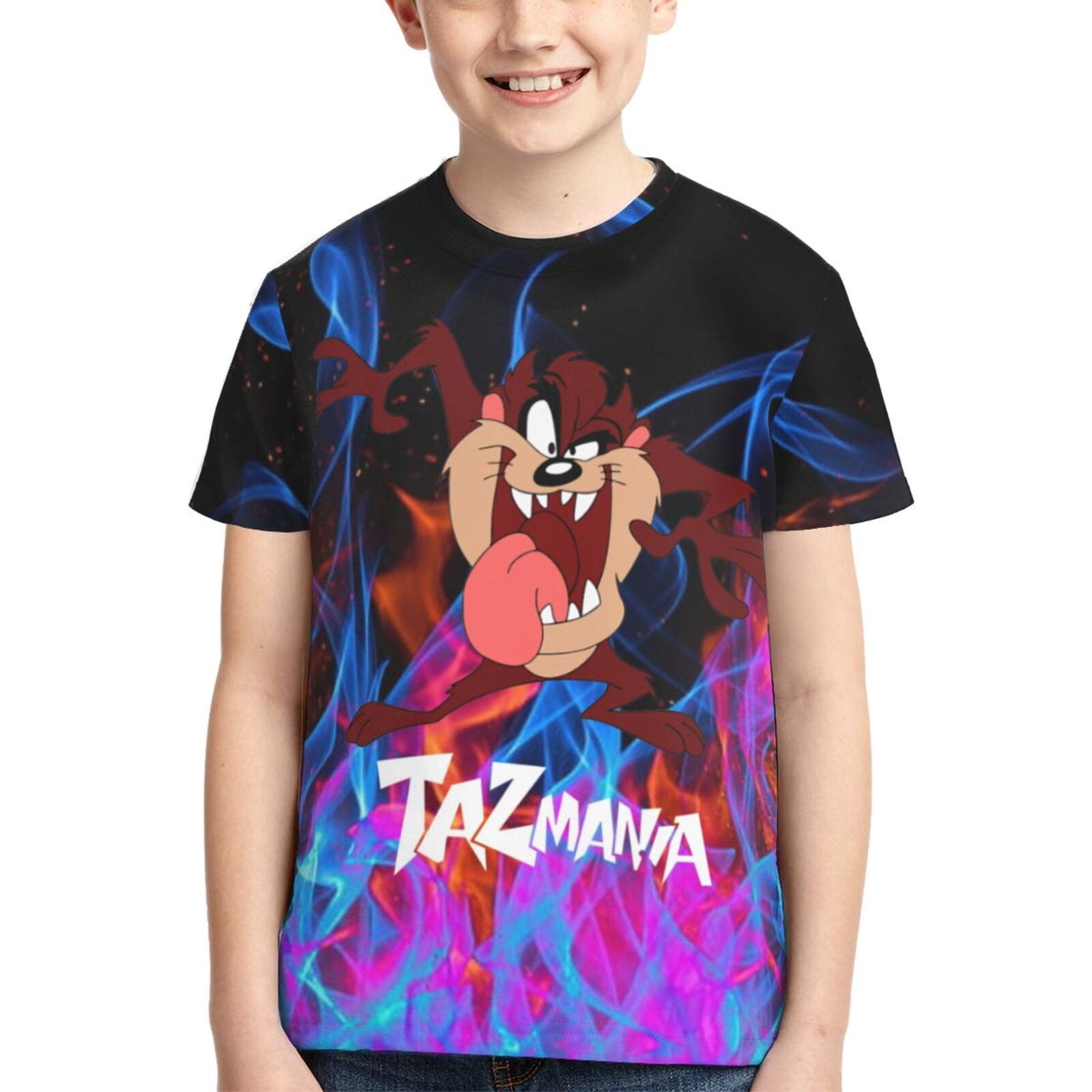 Taz-Mania Boys Girls T Shirt Kids Short Sleeve Crewneck 3d Printed ...