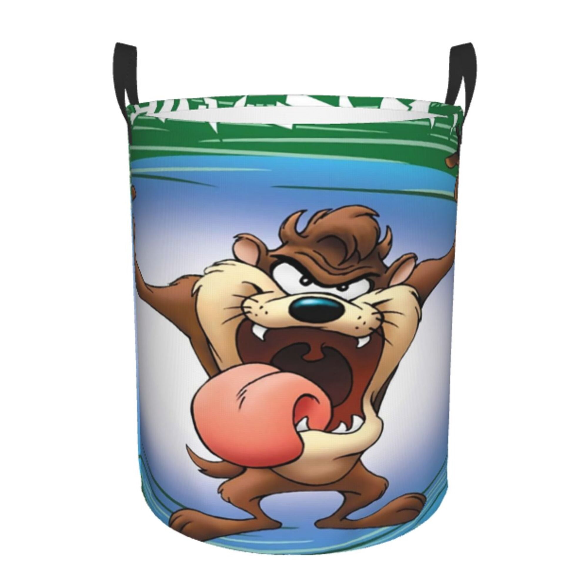 Taz Mania Laundry Hamper With Handle Funny Waterproof Foldable Circular ...