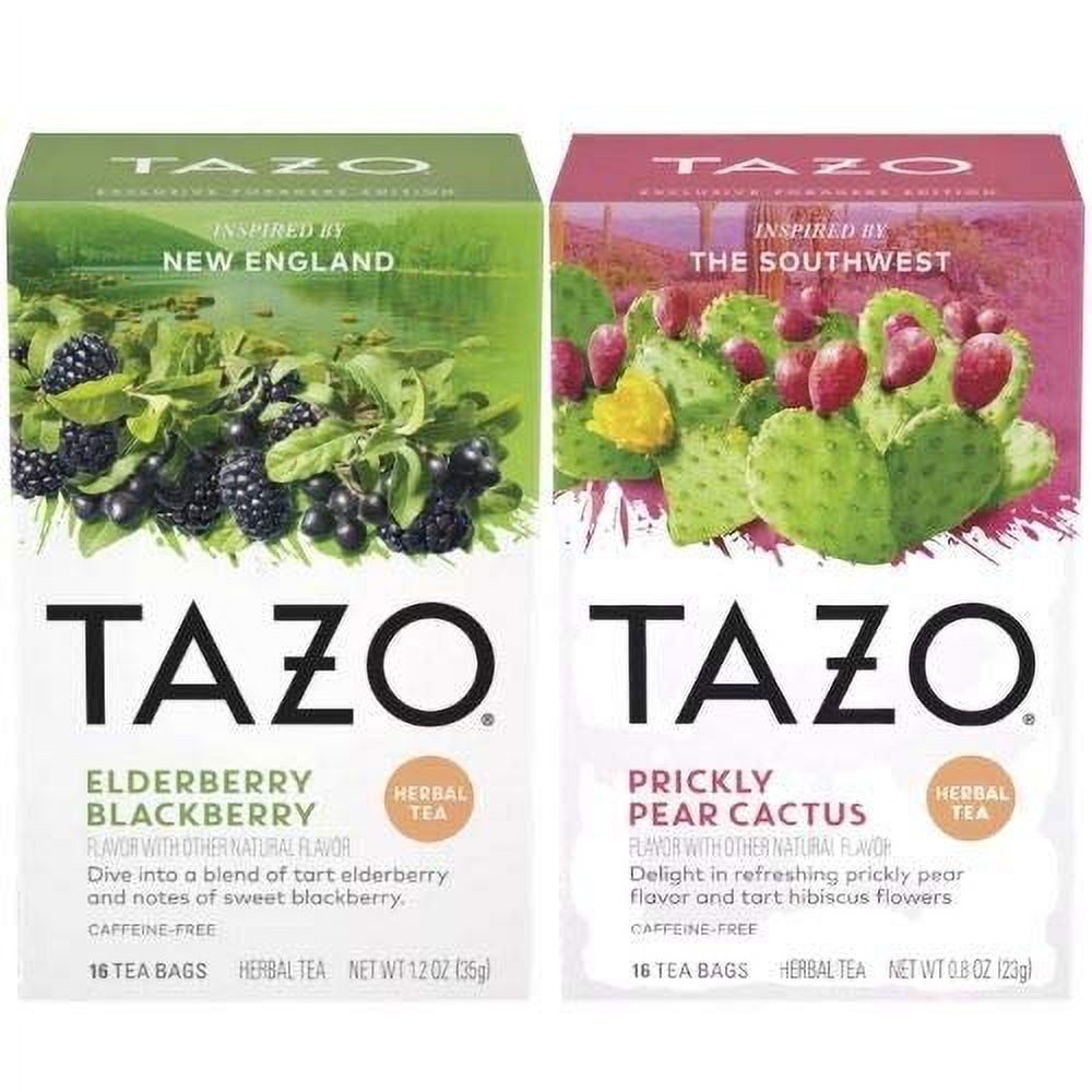 Tazo Foragers Elderberry Blackberry Tea 16 Count & Prickly Pear Cactus ...