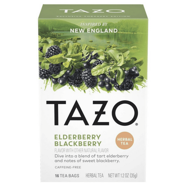 Tazo Foragers Elderberry Blackberry Herbal Tea, 16 Count Fruit Tea Bags ...
