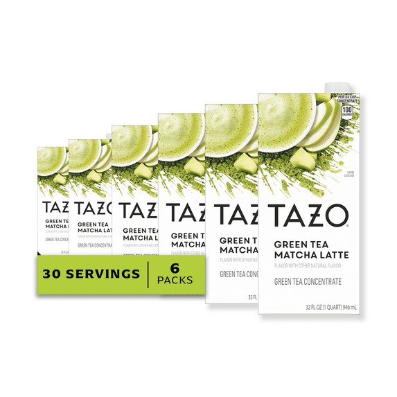 (6 pack) TAZO Green Tea Matcha Latte Concentrate, Sweetened with Notes ...