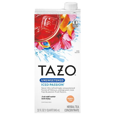 Tazo Iced Tea Unsweetened Passion Fruit 32 fl oz (Pack of 6) - Walmart.com