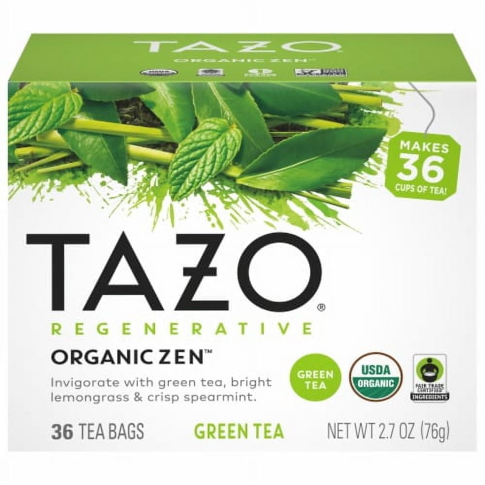TAZO Organic Zen Green Tea, 36 ct, Green Tea with Spearmint, Lemongrass ...