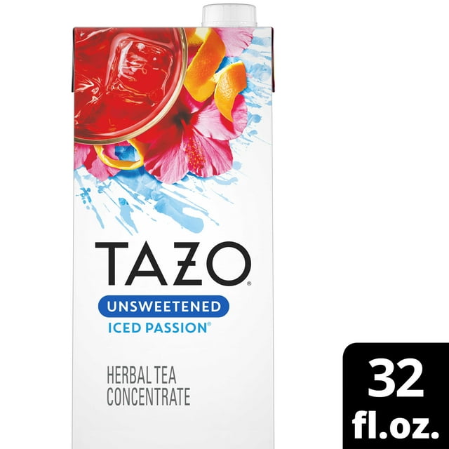 Tazo Passion Cold Brew Unsweetened Iced Herbal Tea Concentrate, 32 ...