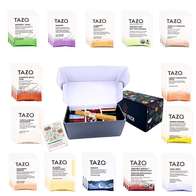 Tazo Tea Assortment Tea Sampler Gift Set Box(56 Count) 14 Flavors Gifts ...