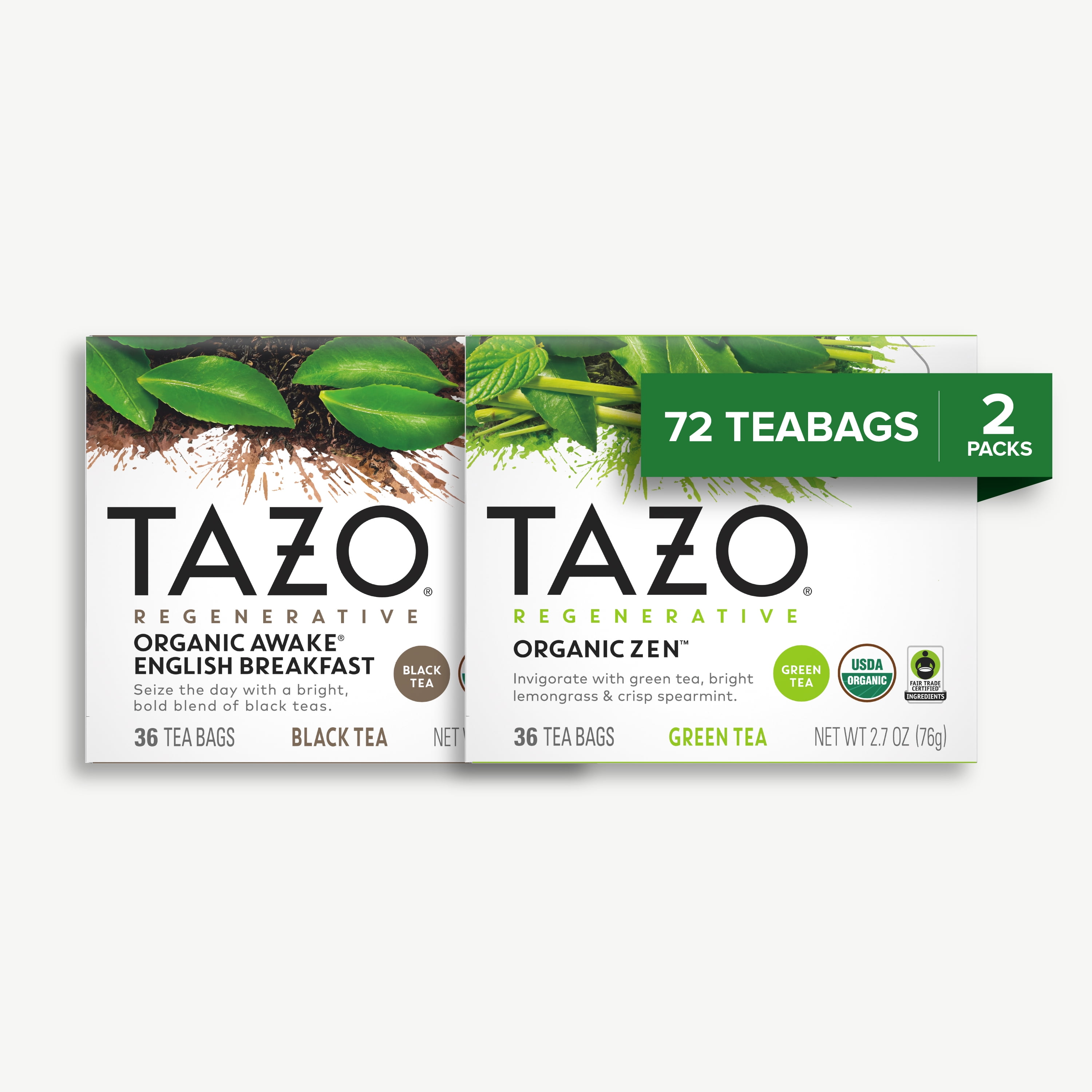Tazo Tea Bags Bundle – Organic Zen Green Tea & Awake English Breakfast ...