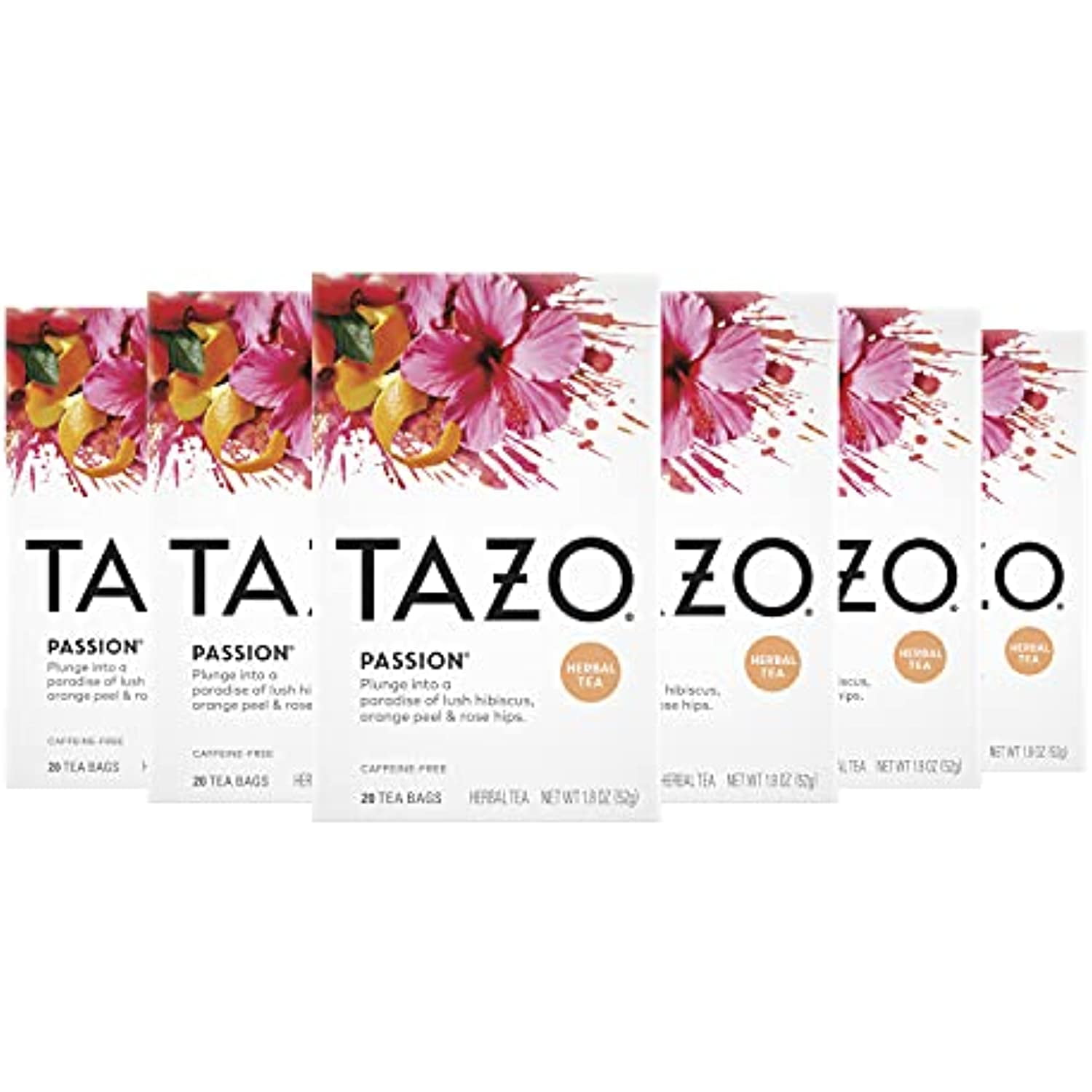Tazo Tea Bags For Iced Tea, Passion Herbal Tea, Caffeine Free, 20 Count ...
