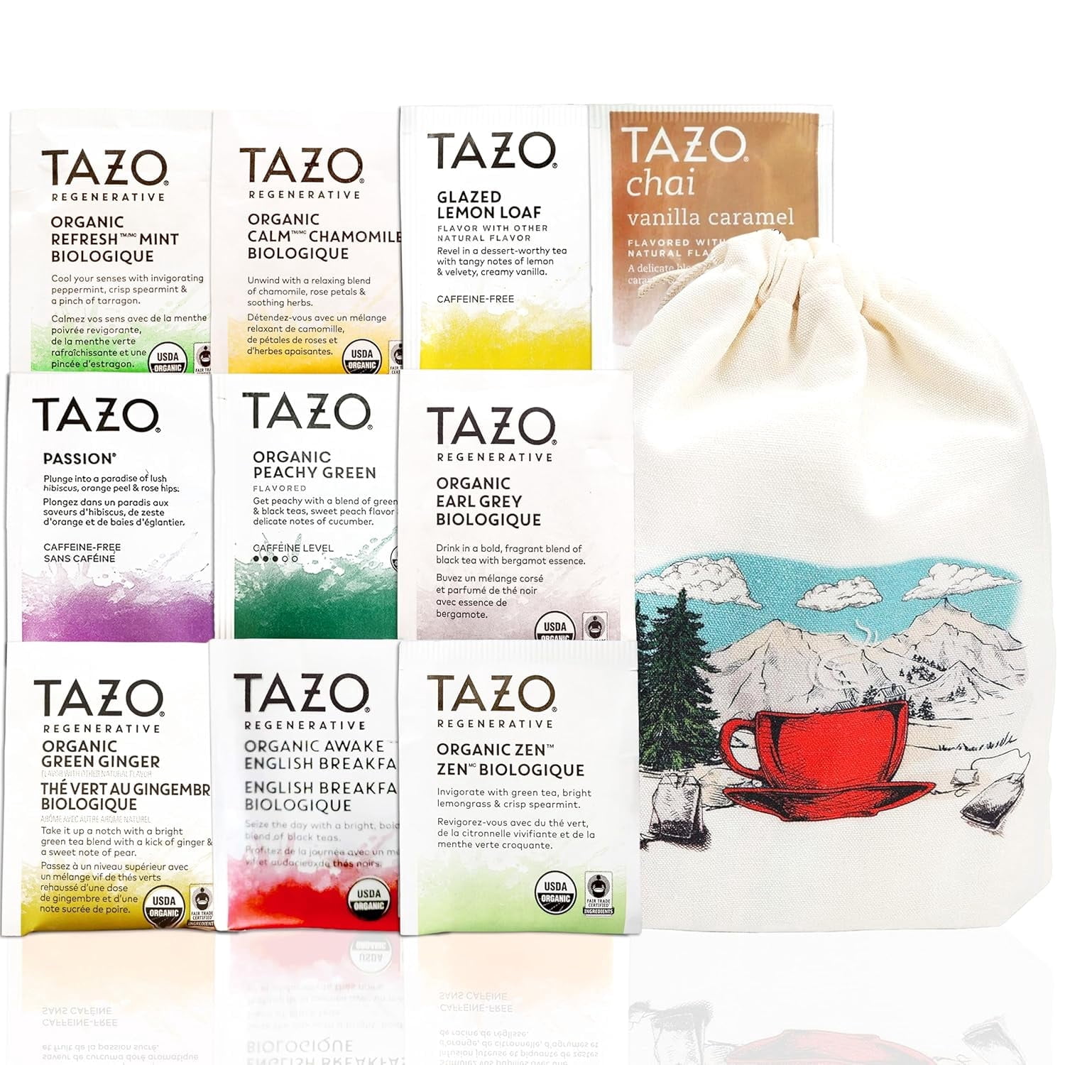 Tazo Tea Bags Sampler Variety Pack (30 Count) 10 Different Flavors with ...