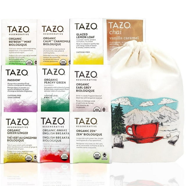 Tazo Tea Bags Sampler Variety Pack (30 Count) 10 Different Flavors with ...