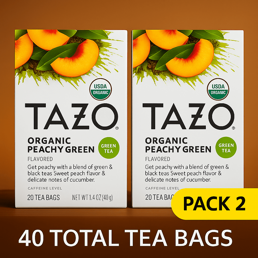 Tazo Peachy Green Tea, 40 Tea Bags, Green Tea with Peach and Spearmint ...