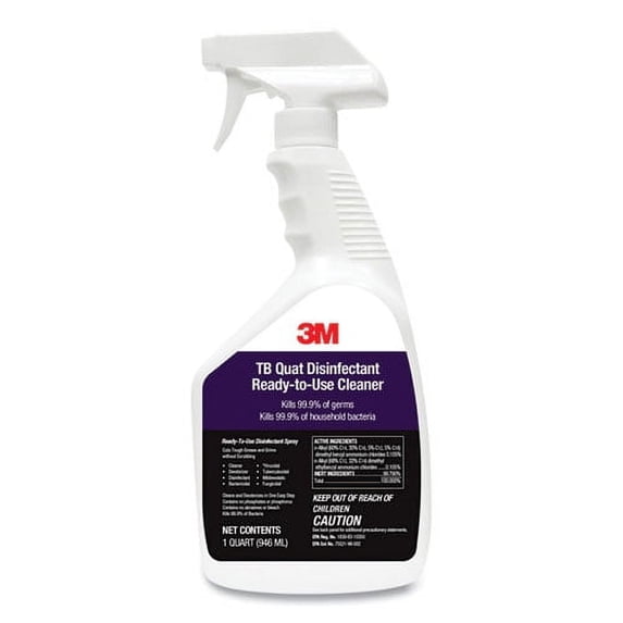 3M TB Quat Disinfectant Cleaner, Ready-To-Use, Lemon Scent, 1 Qt Bottle ...