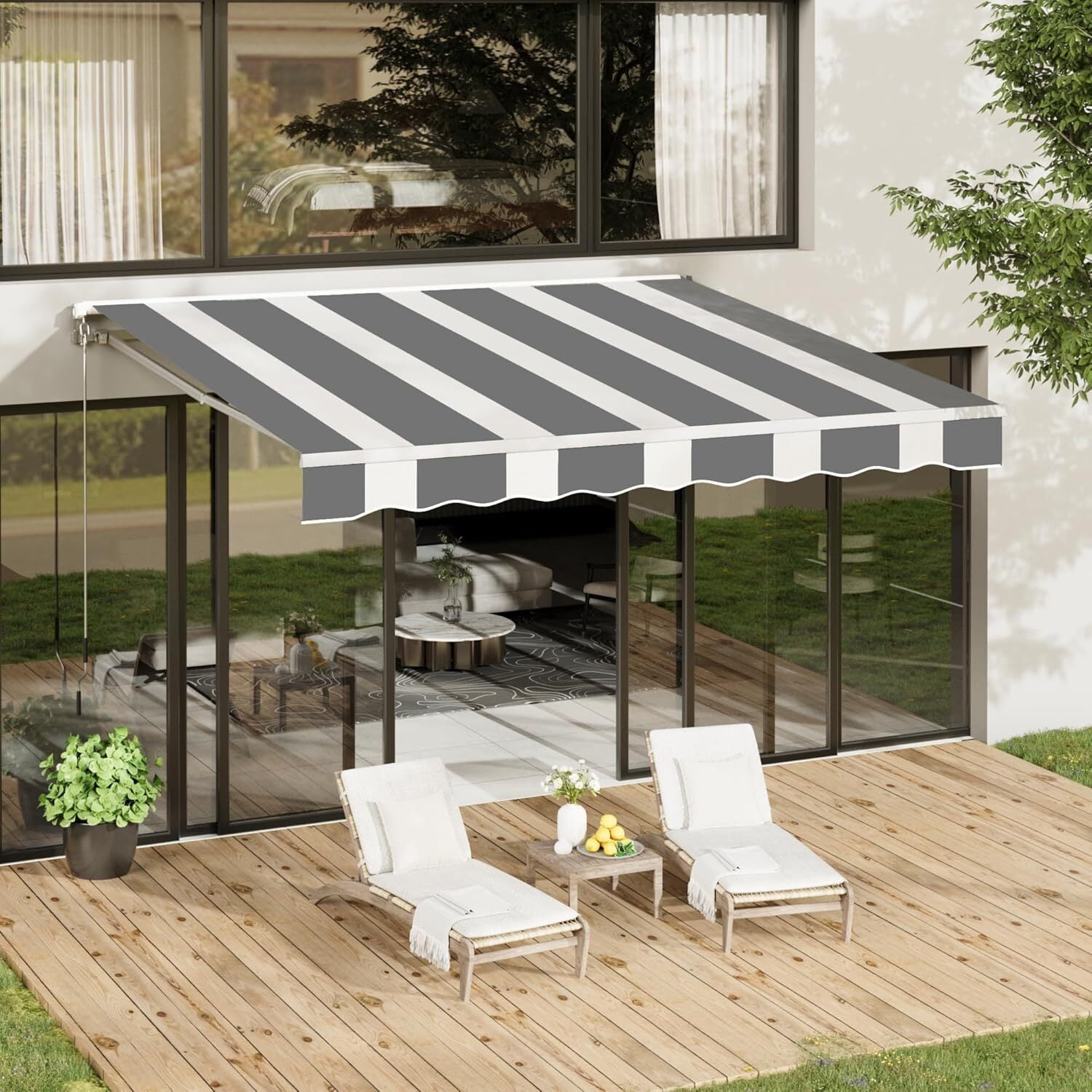 Tbboys 10'×8' Awnings for Patio, Retractable Awning Sun Shade Cover ...
