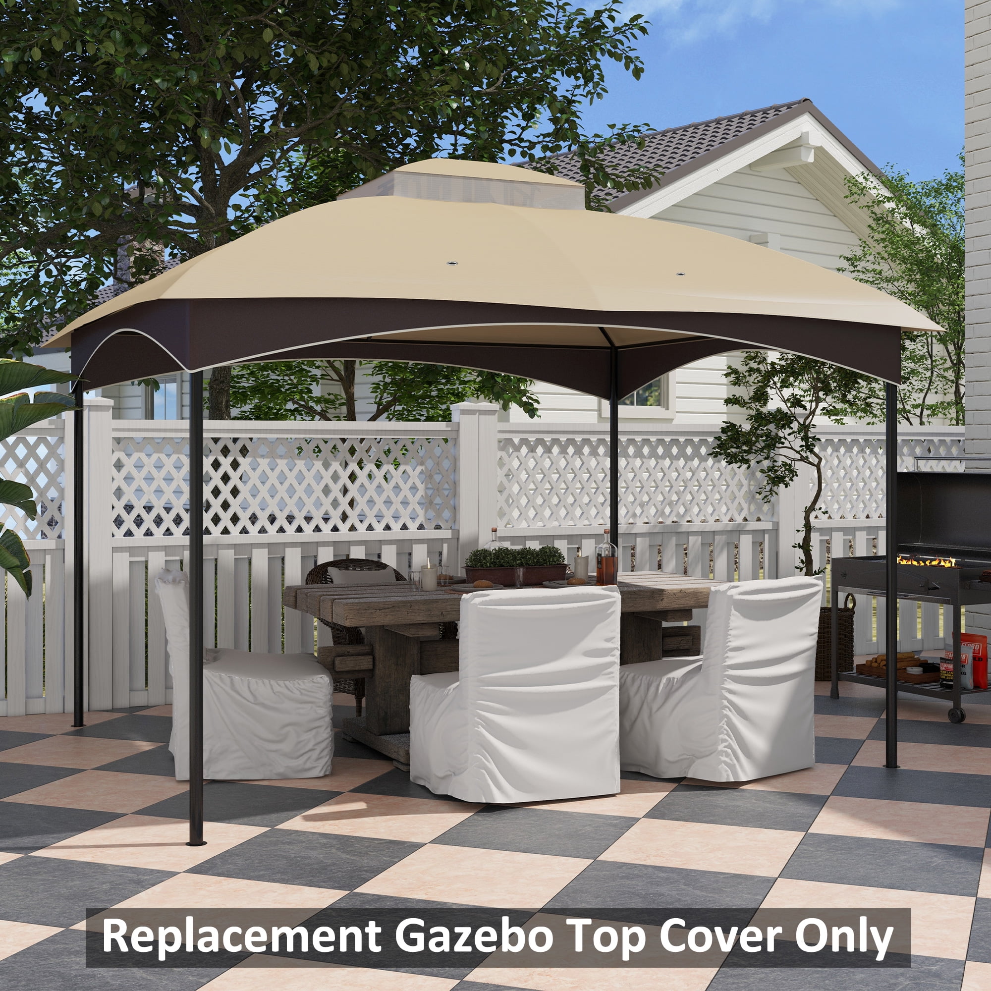 Tbboys 10' x 12' Gazebo Canopy Replacement, 2-Tier Outdoor Gazebo Cover ...