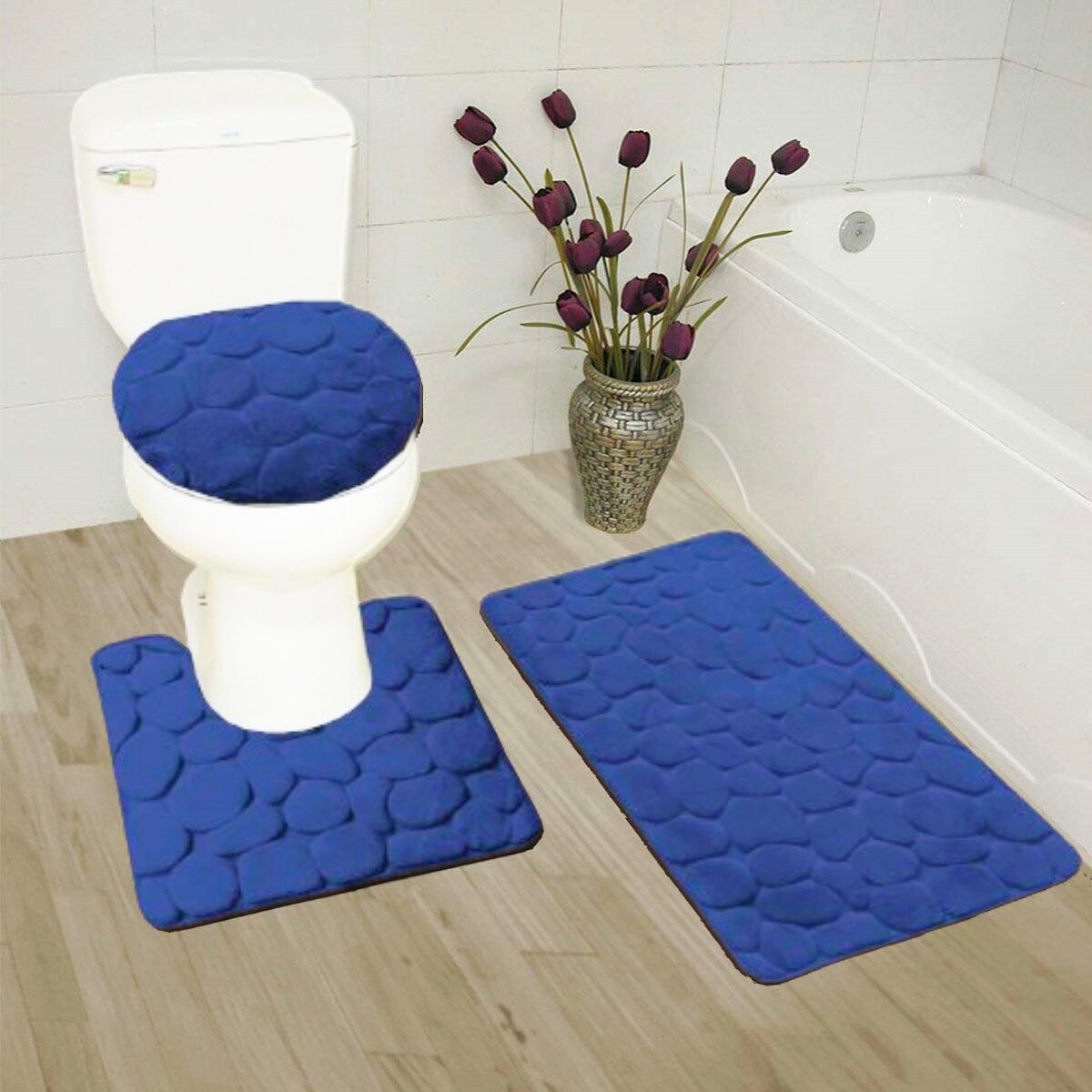Tbboys 3 Pieces Memory Foam Greek Rock Stone Design Solid Colors ...