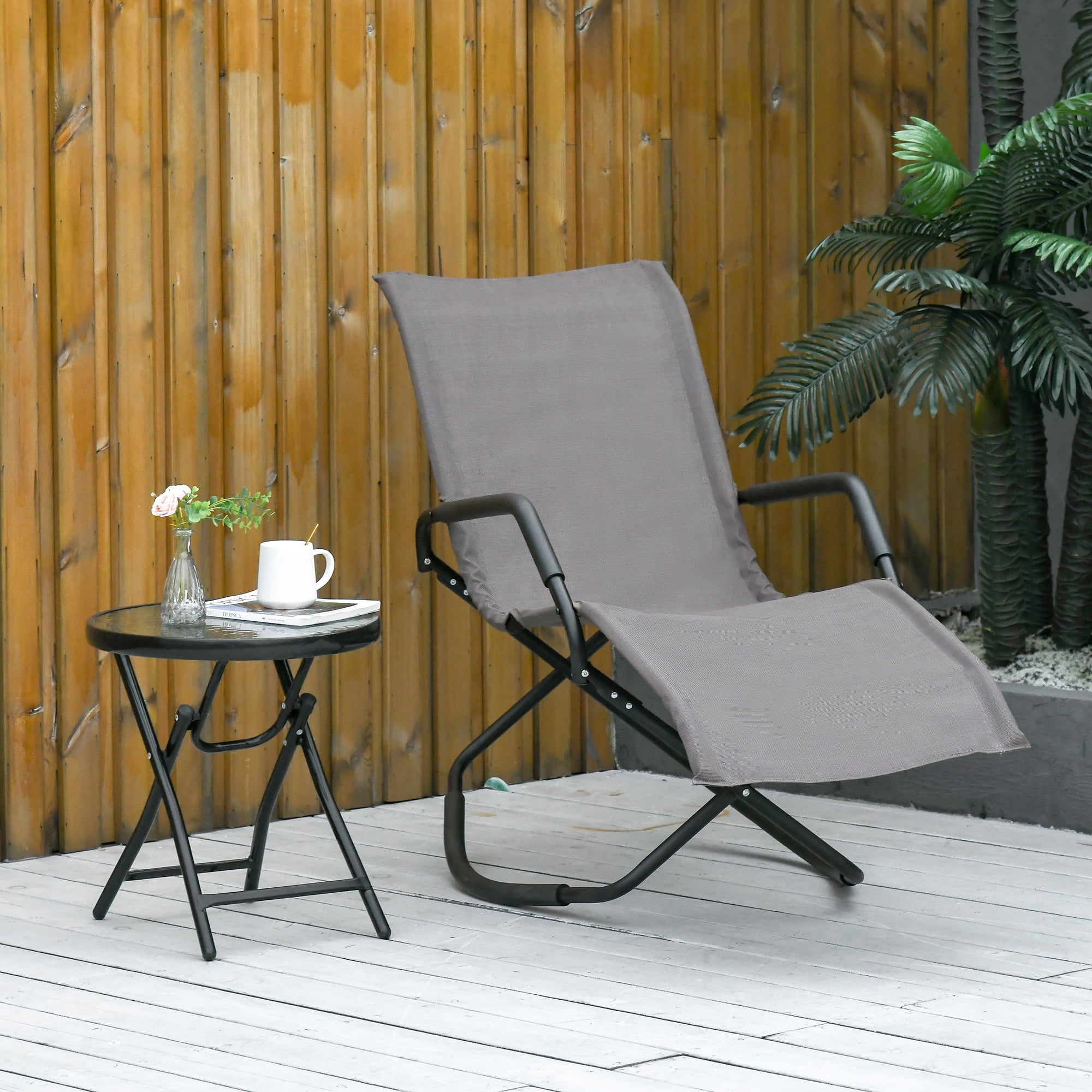 Tbboys Outdoor Folding Rocking Chair, Foldable Chaise Lounge Pool Chair ...