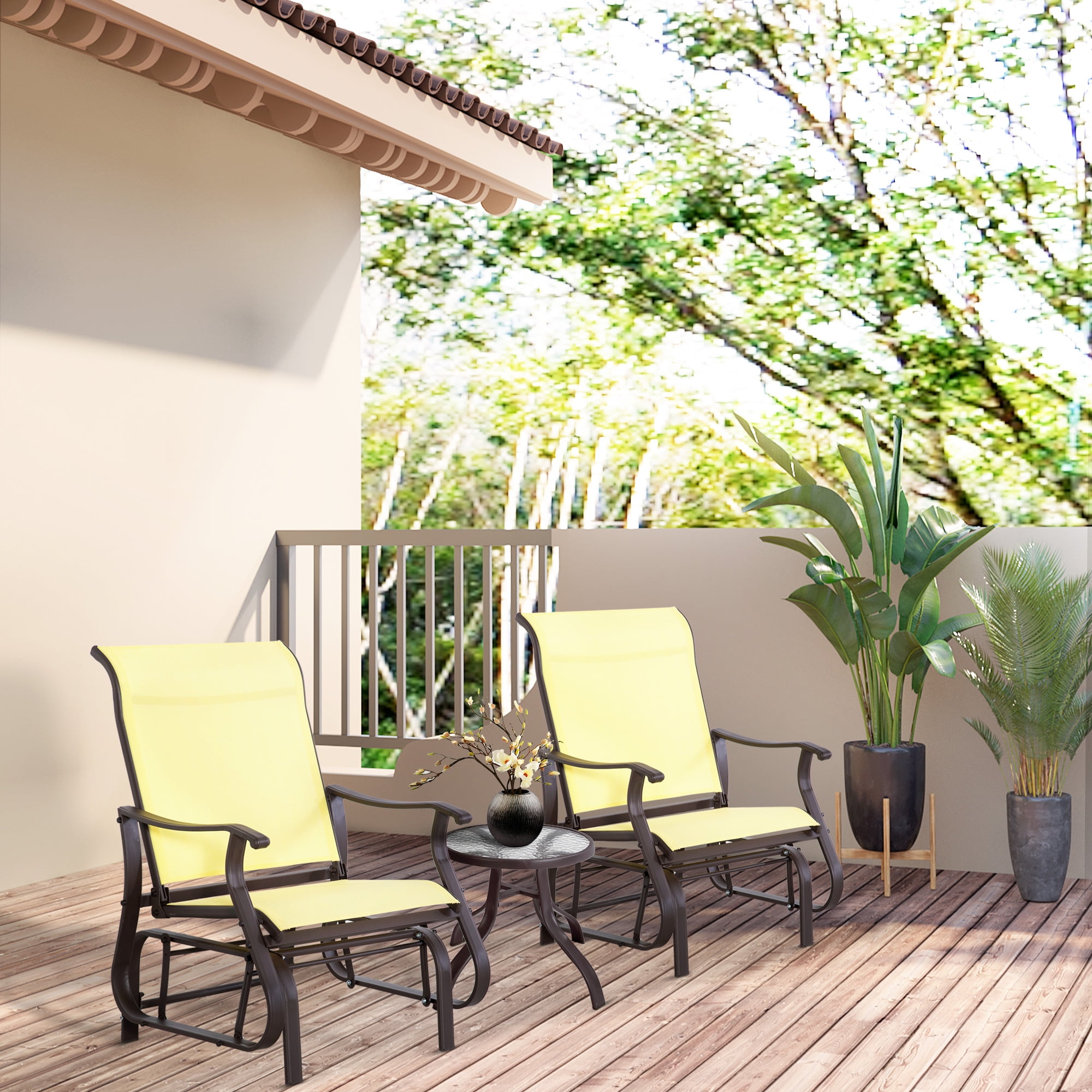 Tbboys Outdoor Glider Chair, Gliders for Outside Patio with Steel Frame ...