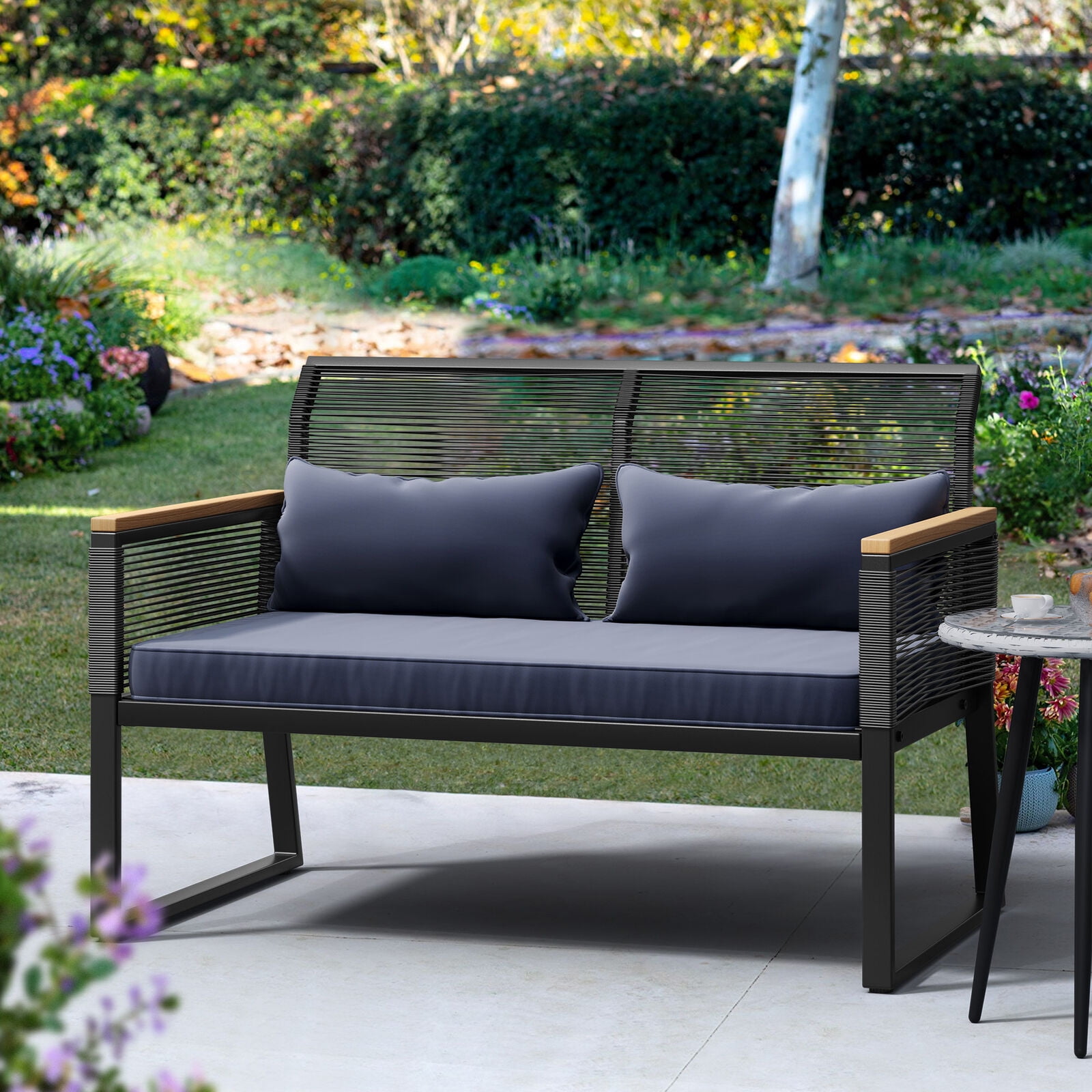 Tbboys Patio Loveseat Wicker Outdoor Furniture, All Weather Rattan ...