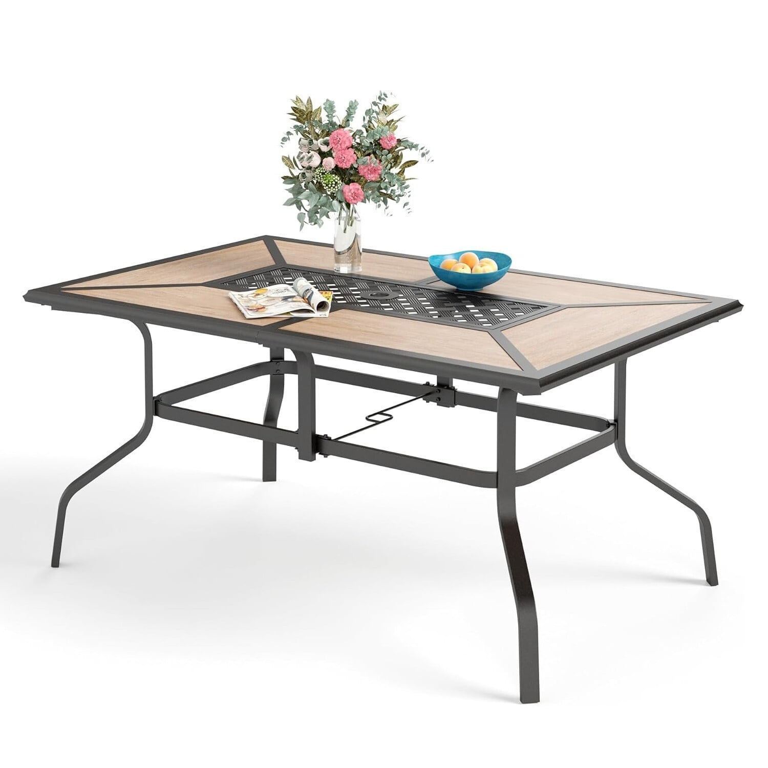 Tbboys Rectangular Outdoor Dining Table with 1.6"-2" Adjustable ...