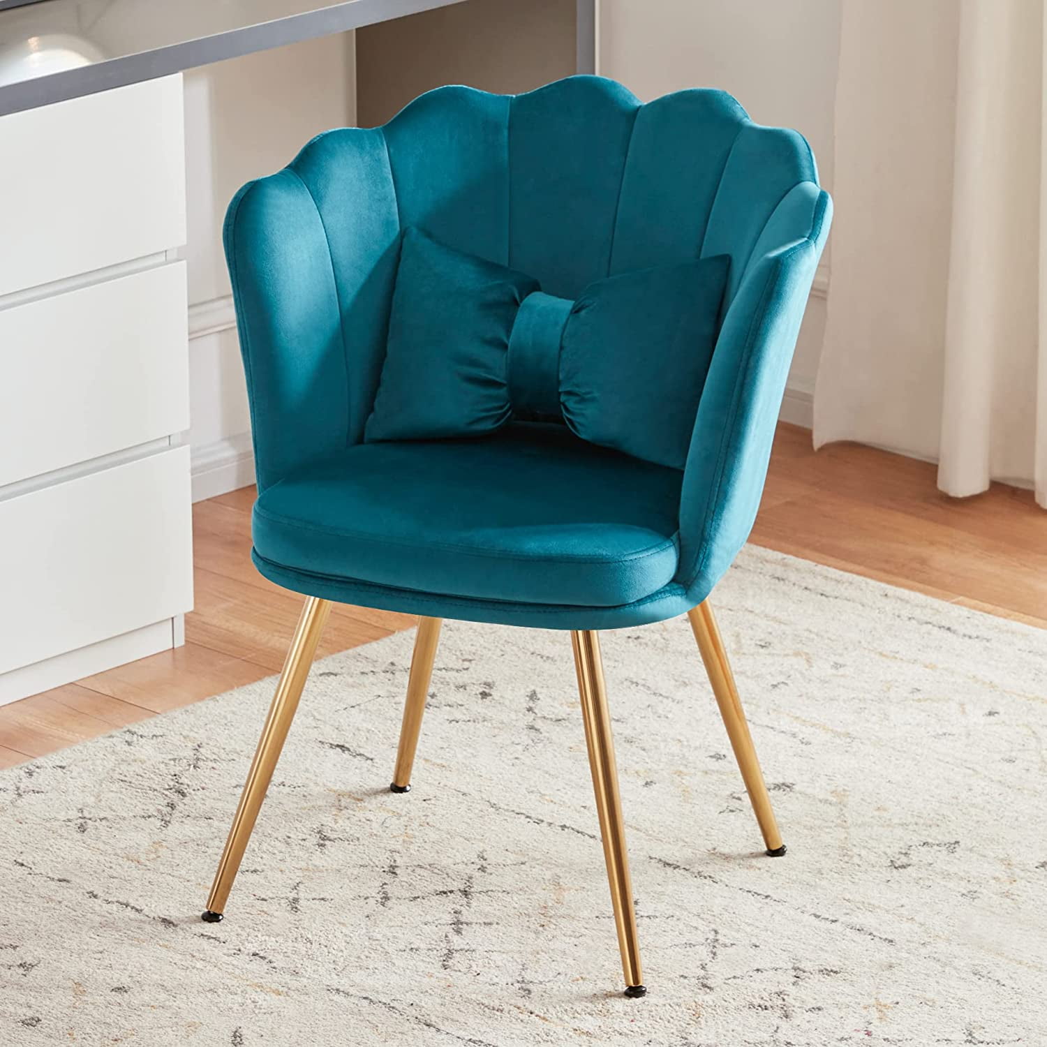 Tbfit Velvet Vanity Chair for Makeup Room, Makeup Chair with Shell Back ...