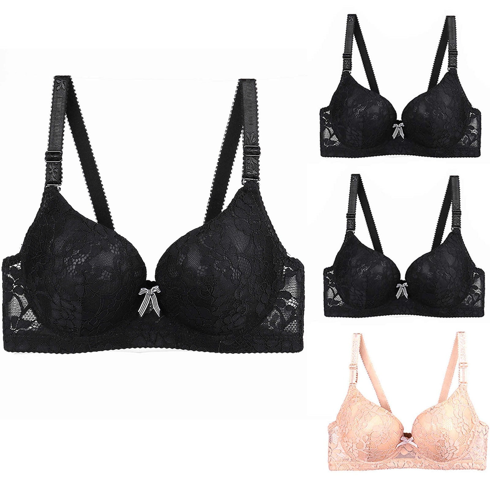 Tbopshirt Bras for Women Plus Size,Stretch Push-Up Womens Bras,3PC Bra Women's Underwear Sagging ...