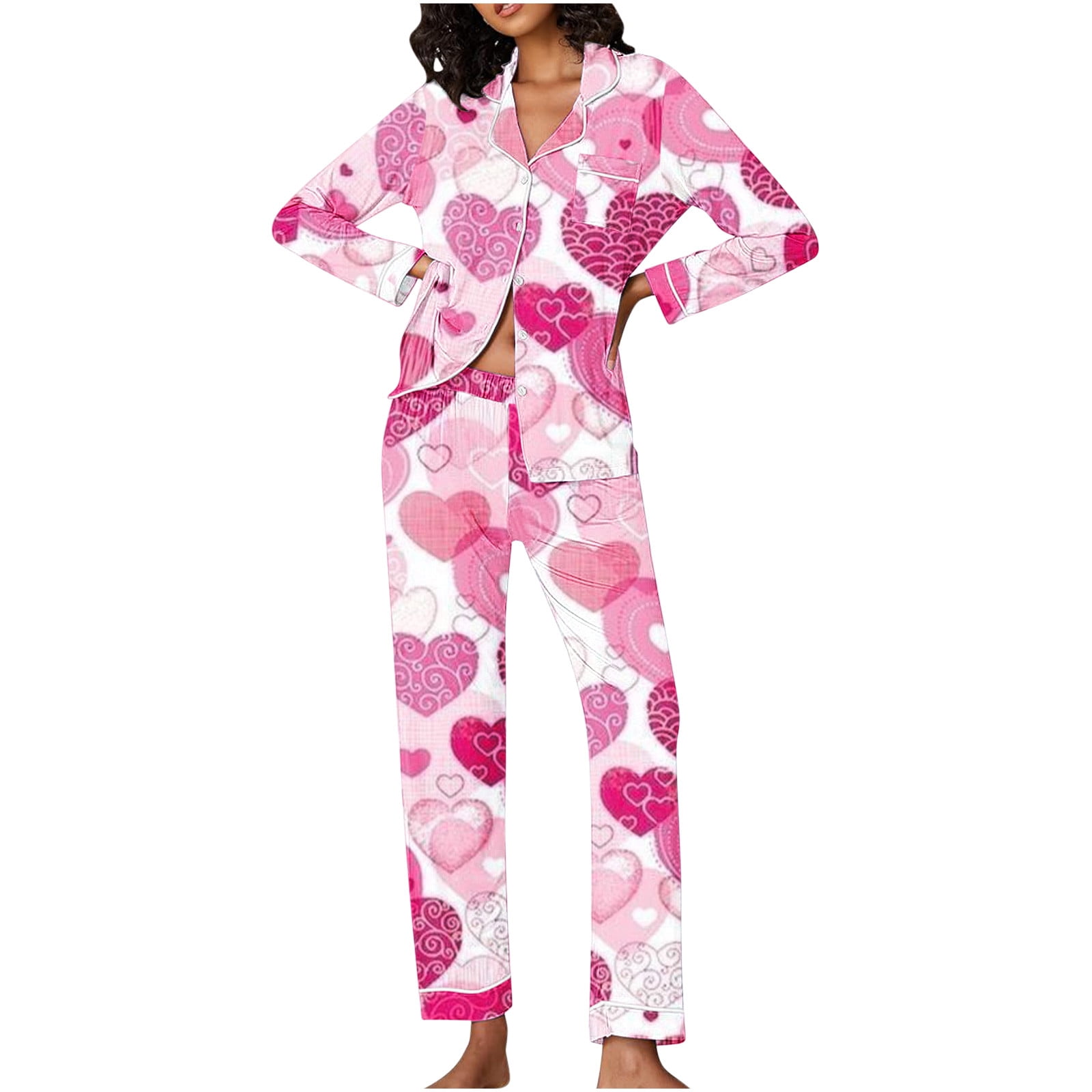 Tbopshirt Pajamas for Women Clearance,Pajamas Women's Valentine's Day Pajama Gift Set Hearts ...