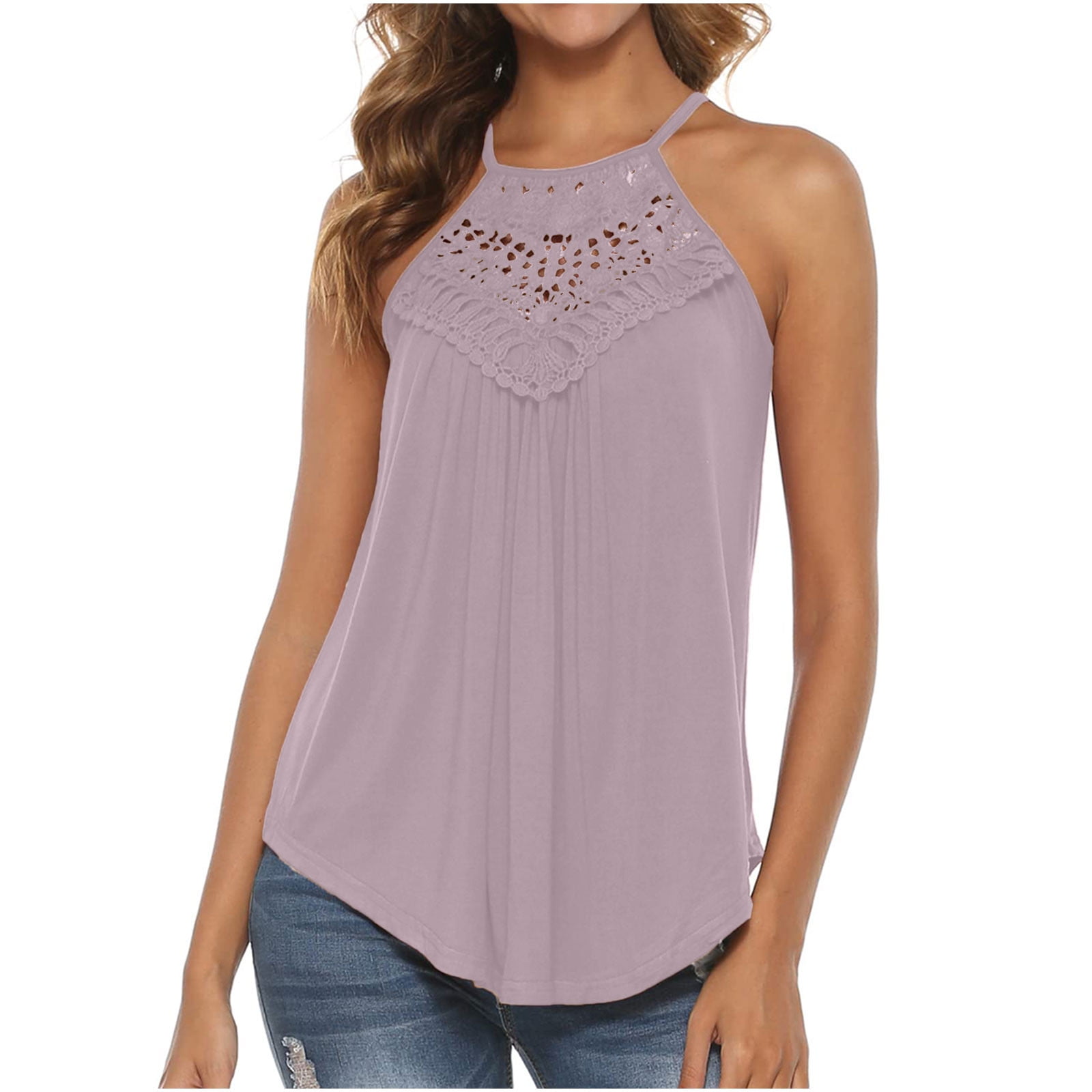 Tbopshirt Tank Tops for Women,Womens tops,Solid Color Casual Lace up ...