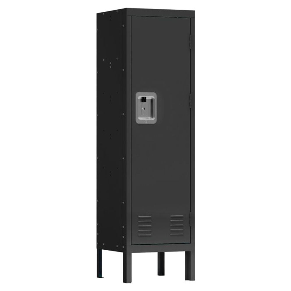 Tcbosik 1 Door Tall Single Metal Locker-Style Storage Cabinet, Black ...