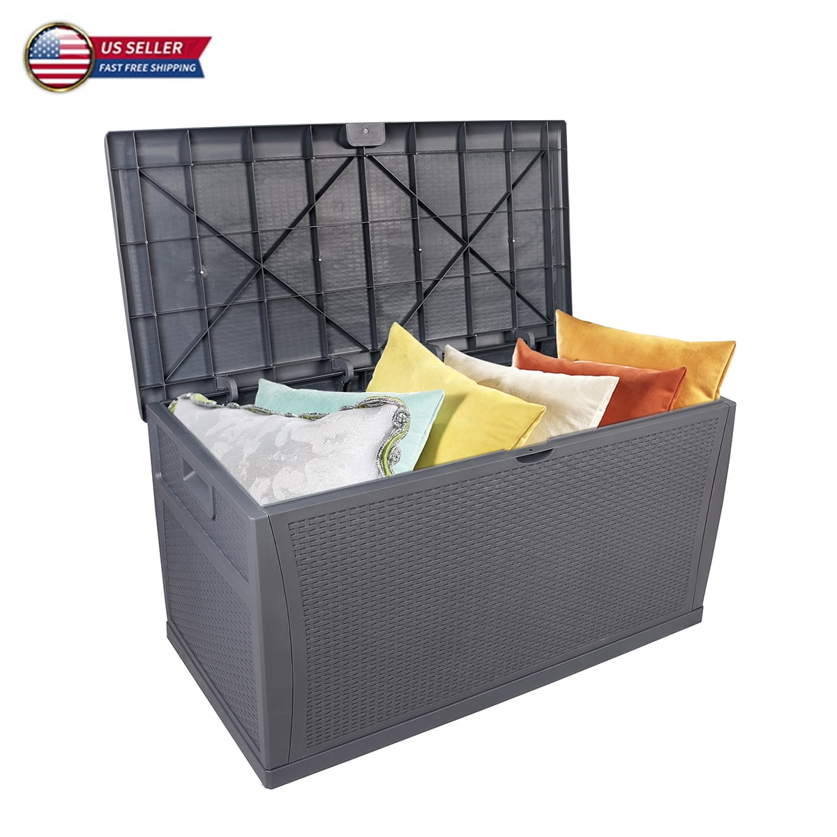 Tcbosik 120 Gallon Waterproof Large Deck Box Indoor Outdoor Lockable ...