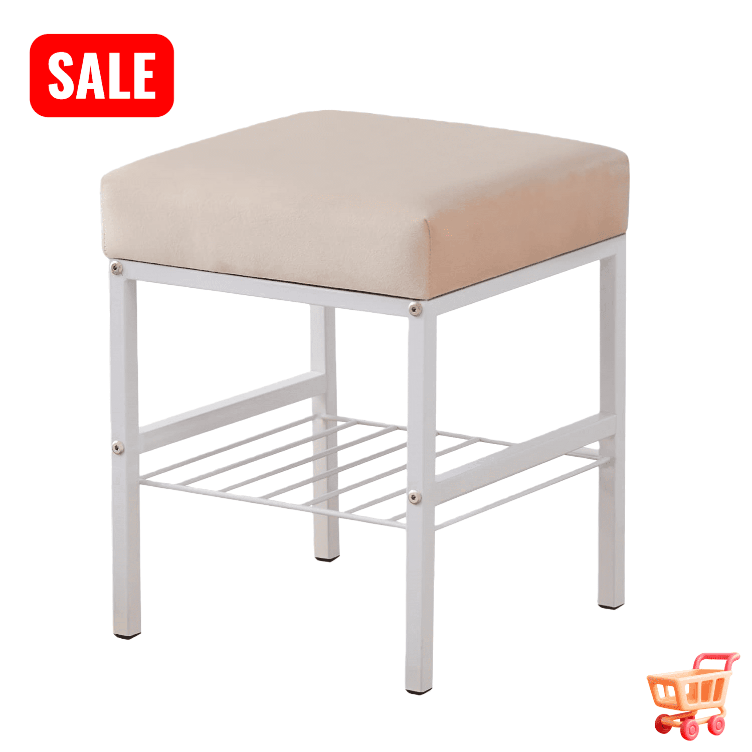 Tcbosik 13-inch Vanity Stool, Velvet Upholstered Ottoman with Storage ...