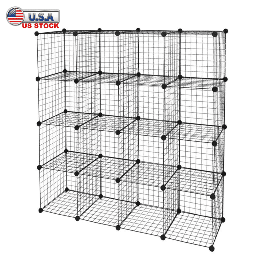 Tcbosik 16 Cubes Storage Organizer Cube, Multifunction Metal Grid ...