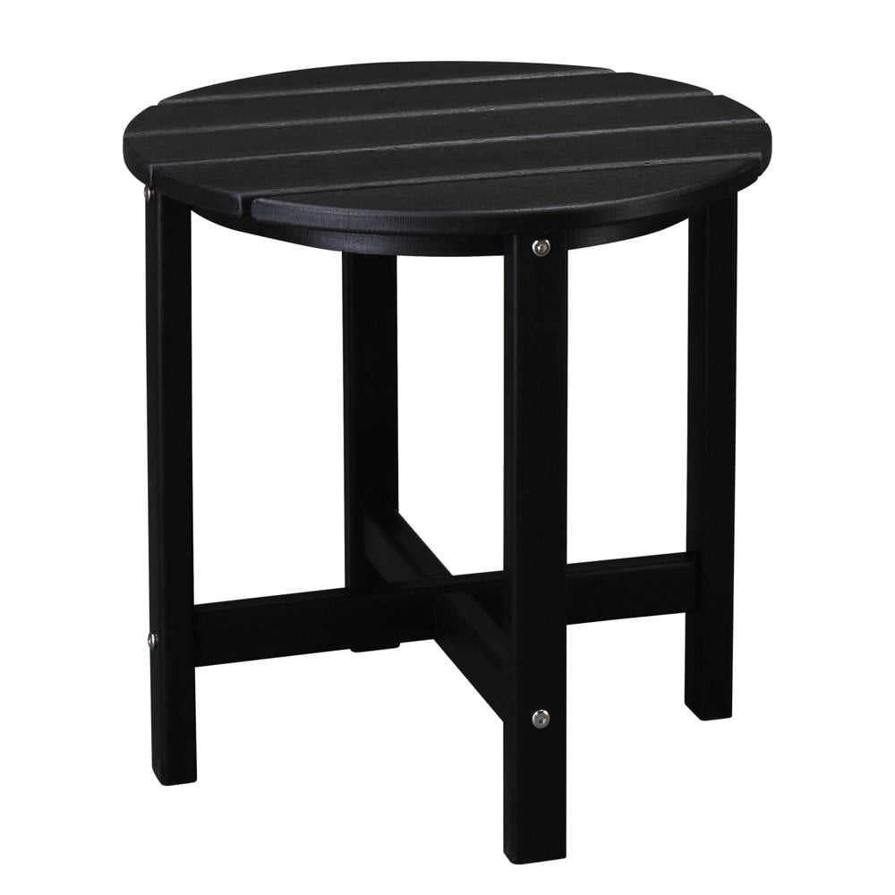 Tcbosik 18" Round Side Table, Wooden End Desk for Indoor Outdoor, Black ...