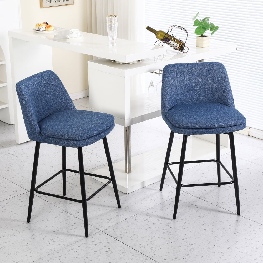 Tcbosik 2 Pack Bar Stools, Modern Linen Fabric Counter Height Stools ...